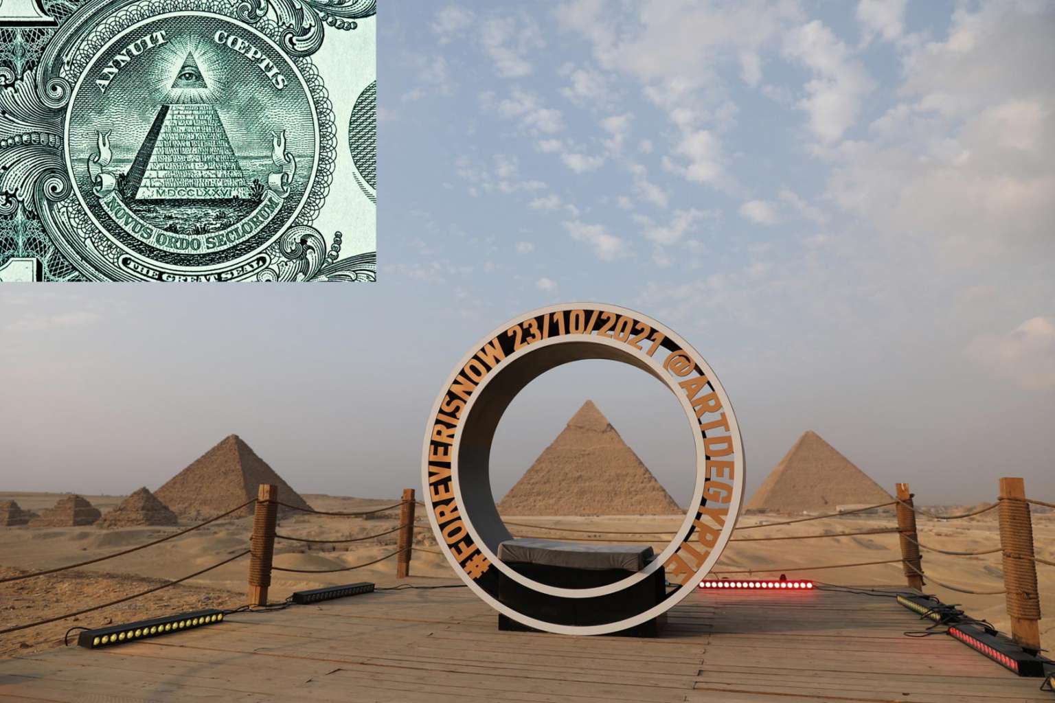 Weird illuminati Artwork Erected at Pyramids of Giza in Egypt • Total ...